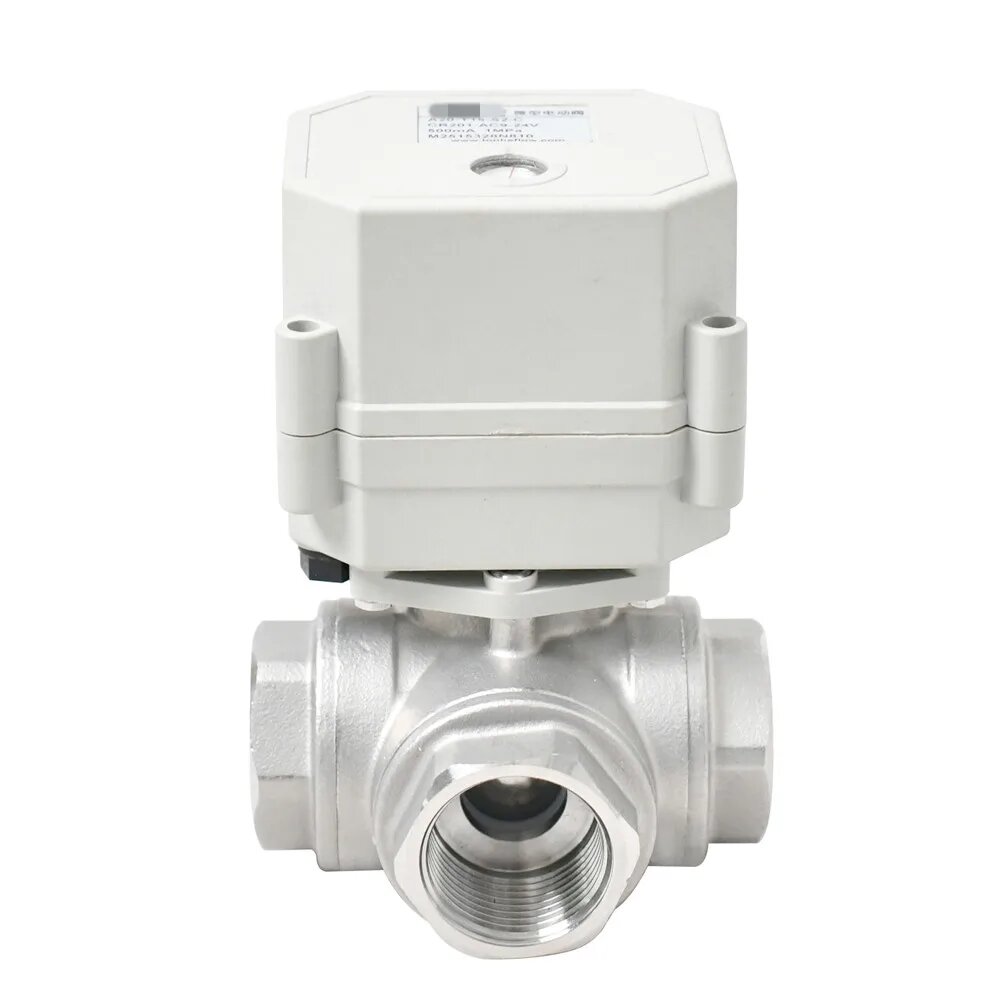 Электрический трехходовой шаровой кран 3/4", нержавеющая T Bore Flow C, 110-230V AC, CR303, BSP