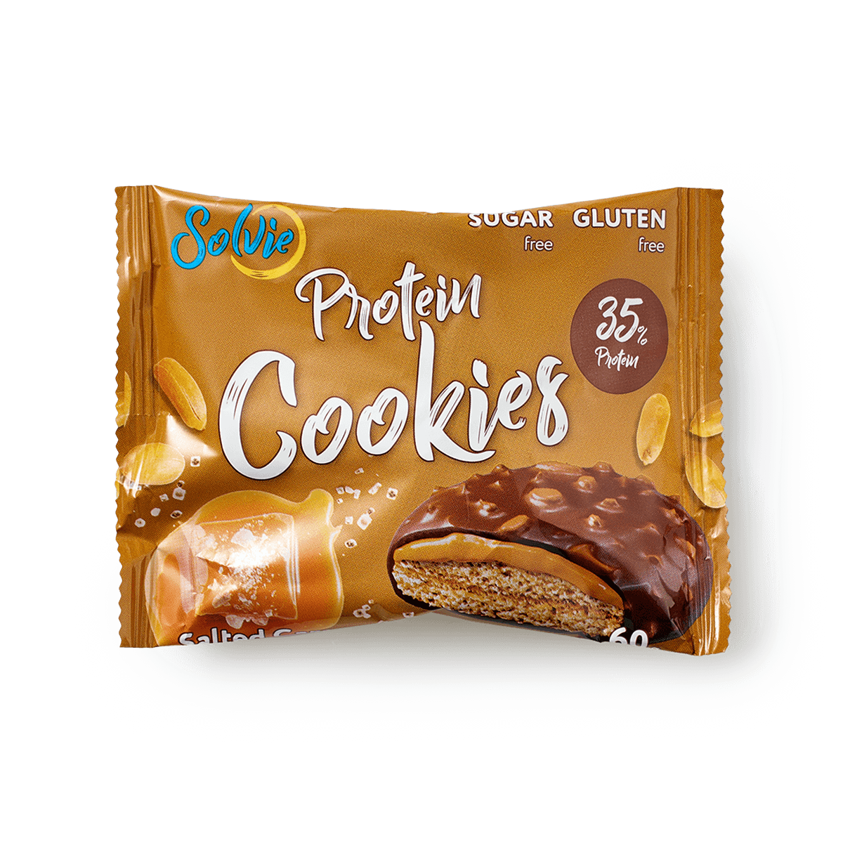 Печенье протеиновое Solvie солёная карамель с арахисом без сахара