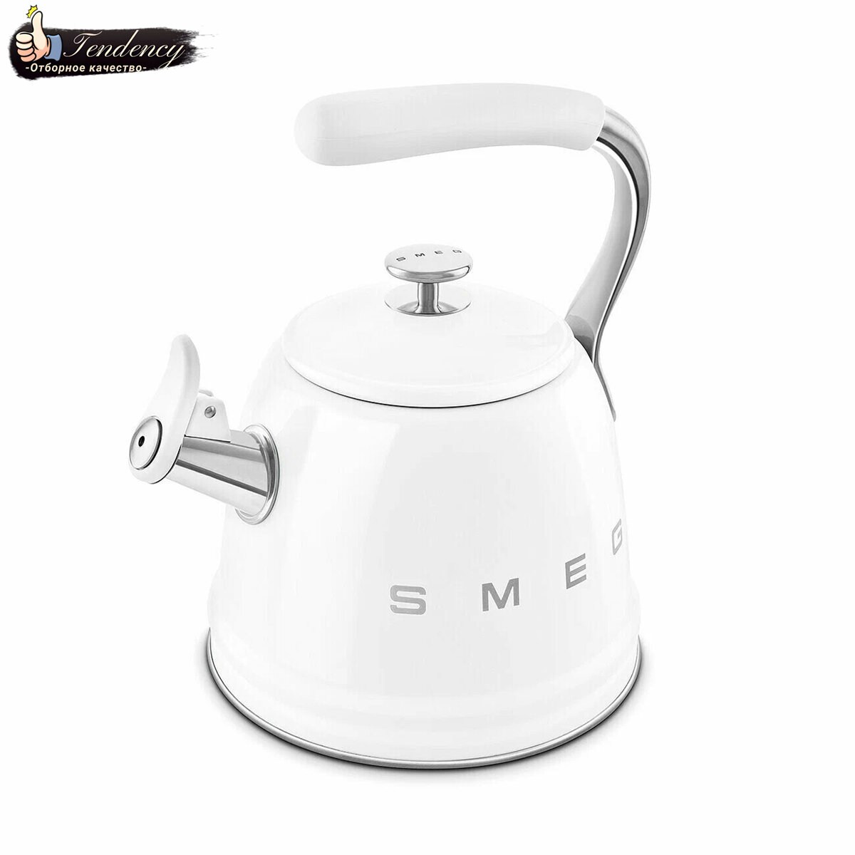 Чайник SMEG CKLW2001WH, Белый, со свистком, нержавеющая сталь, 2,3 л