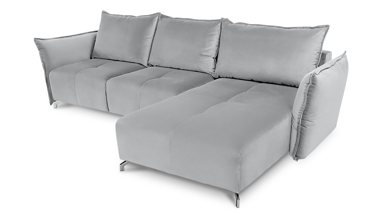 Диван с оттоманкой Дельта Лайт Vivaldi 06 NEW 325x186x100 см, серый Велюр, еврокнижка GOODFORM