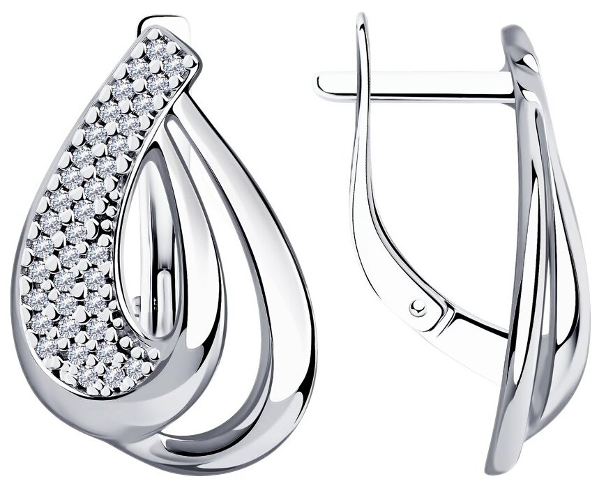 Серьги, серебро, 925 проба, фианит