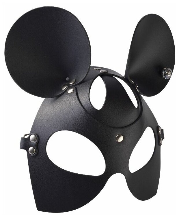 Черная кожаная маска "Мышка", Sitabella, натуральная кожа, черный
