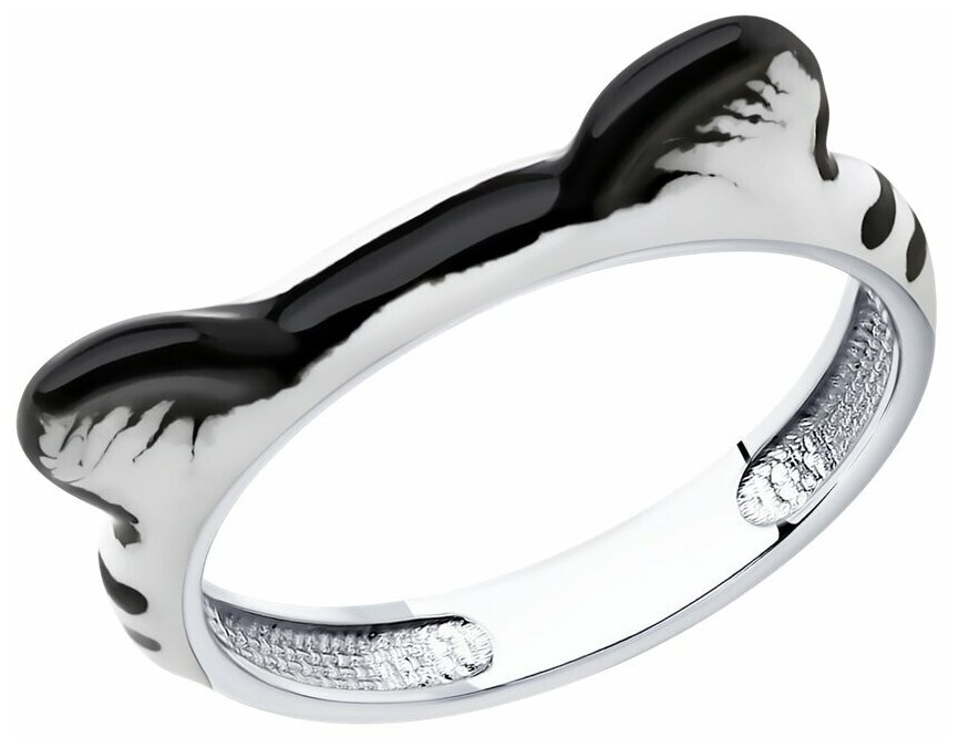 Кольцо, серебро, 925 проба, родирование, эмаль