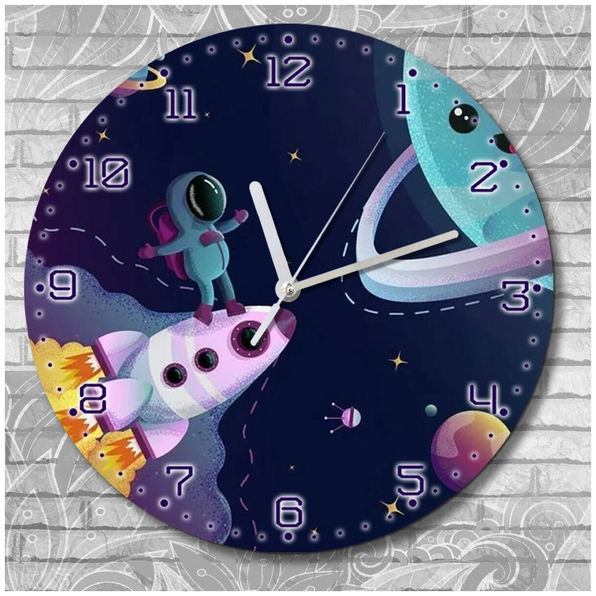 Настенные часы УФ космос (космонавт, ракета) - 108