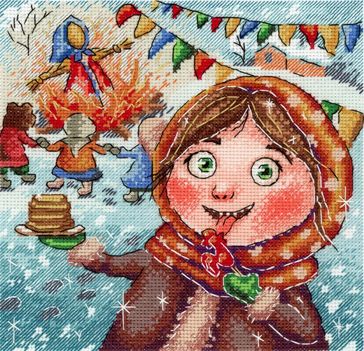 Вышивка Веселая масленица 17x17 см.