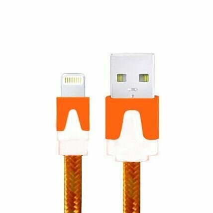 Кабель Lightning to USB, для iPhone, iPod, iPad, плоский, 1 м, плетеный