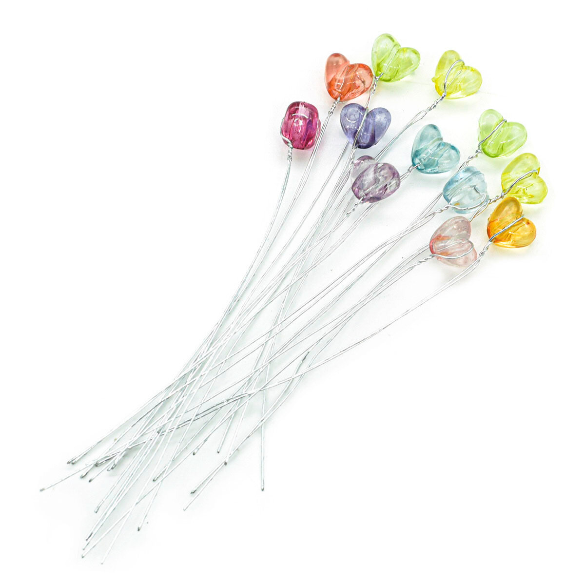 Декоративный элемент на проволоке Разноцветные сердца, Astra&Craft, 1,1*0,8 см, длина 11 см, 12 шт