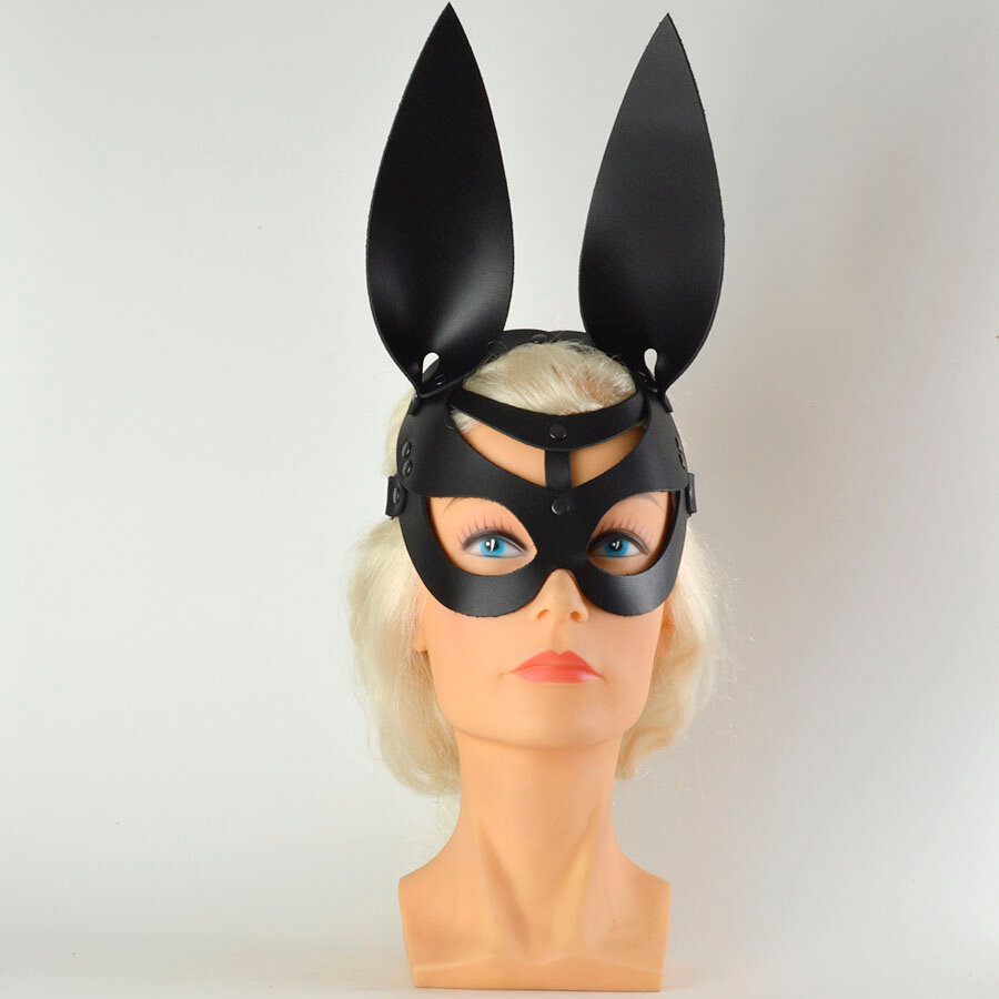Маска зайки из натуральной кожи для БДСМ игр, от Sitabella, 3470-1