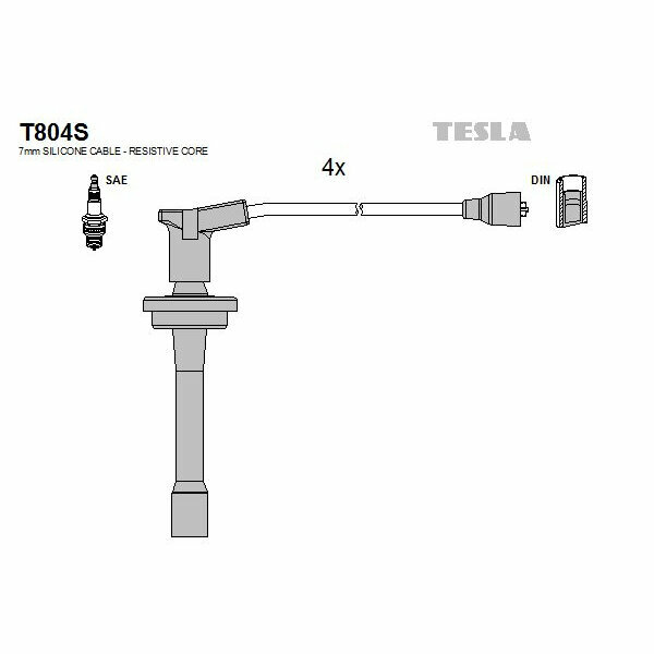 Комплект высоковольтных проводов для автомобиля, TESLA T804S (1 шт.)