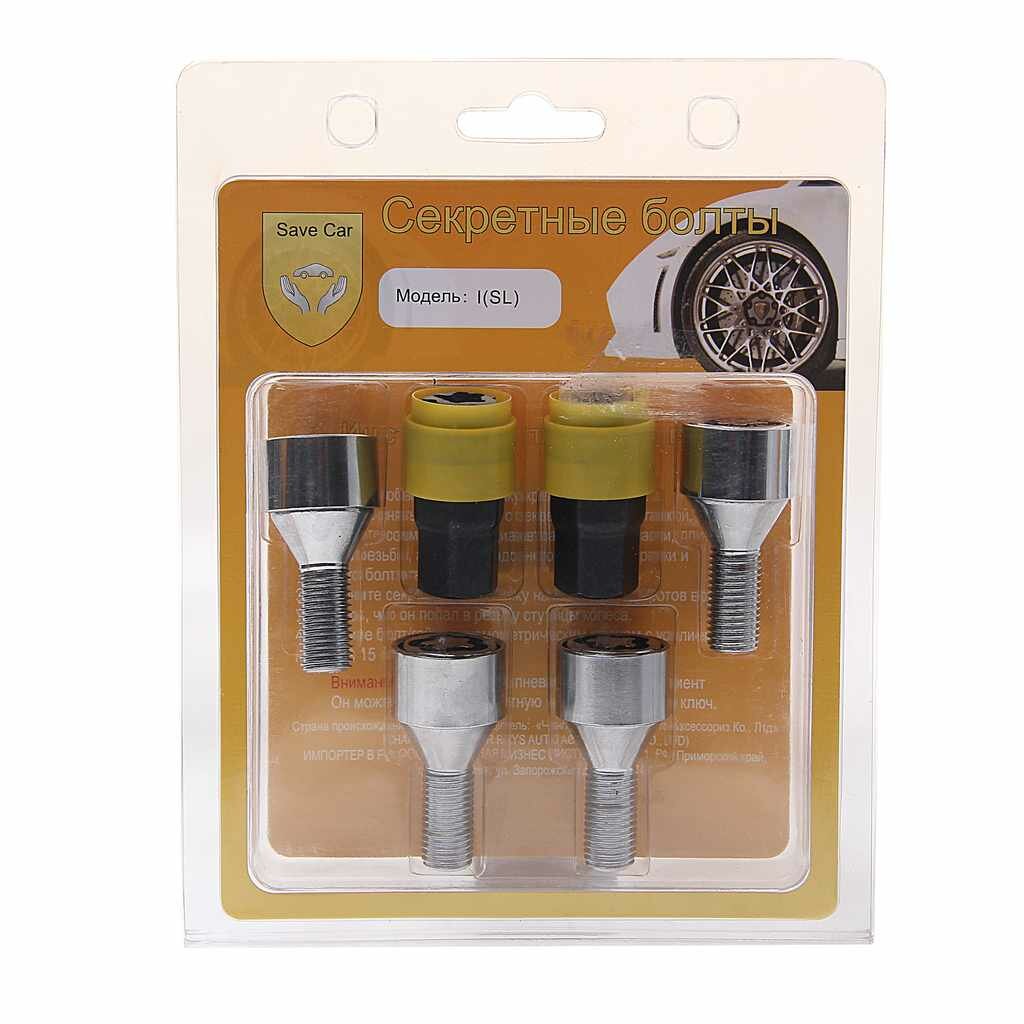 Болт колеса М12х1.5х24 секретки конус комплект 4шт. головка под ключ 17/19мм, SC-I-SL, SAVE CAR