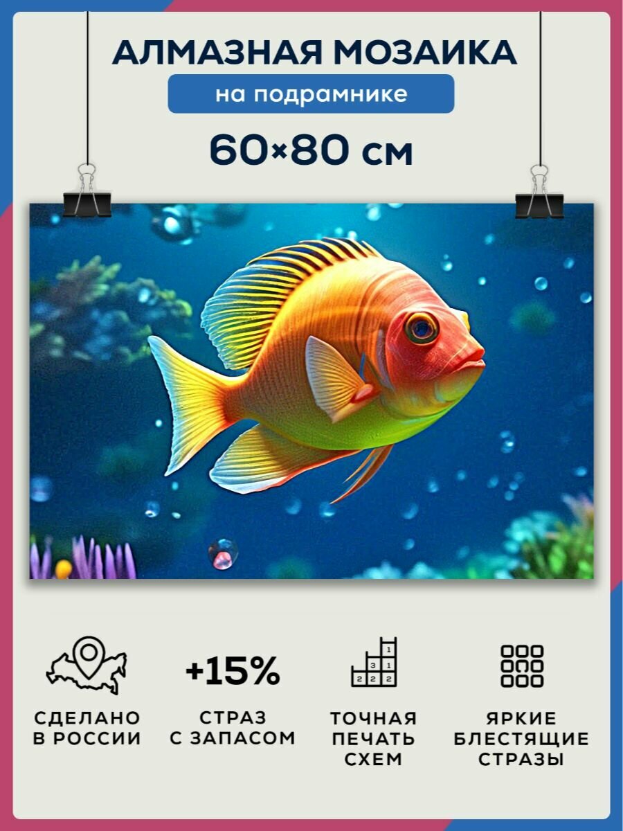 Алмазная мозаика 60x80 Рыба морская на подрамнике