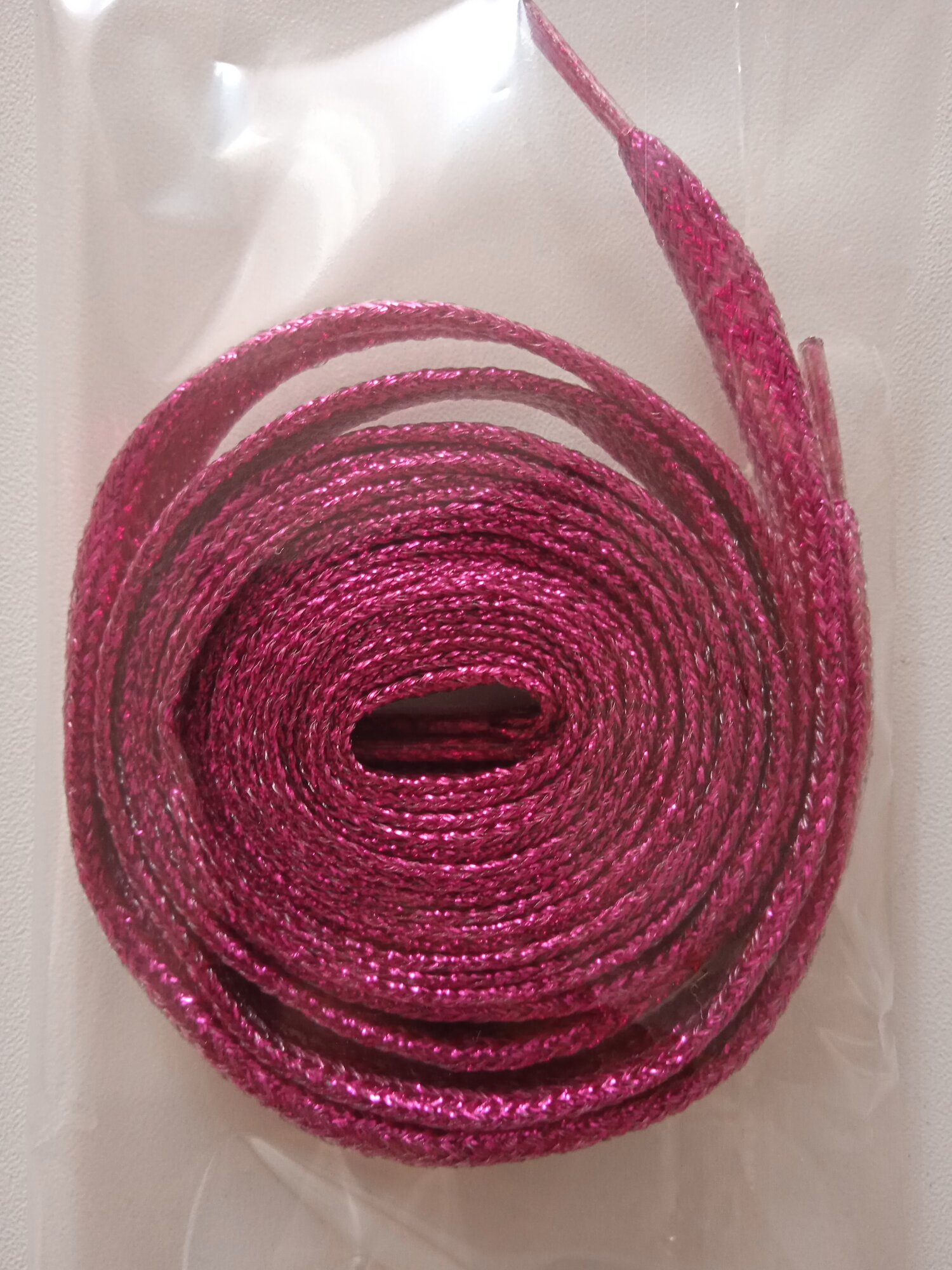 Шнурки блестящие для обуви Розовые 110см (2шт)