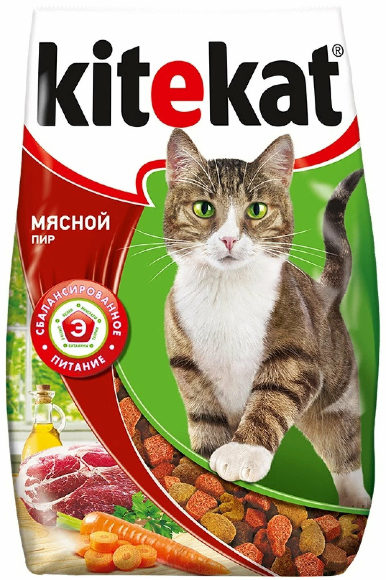 Корм сухой для кошек KITEKAT Мясной пир, 350г, 8 шт.