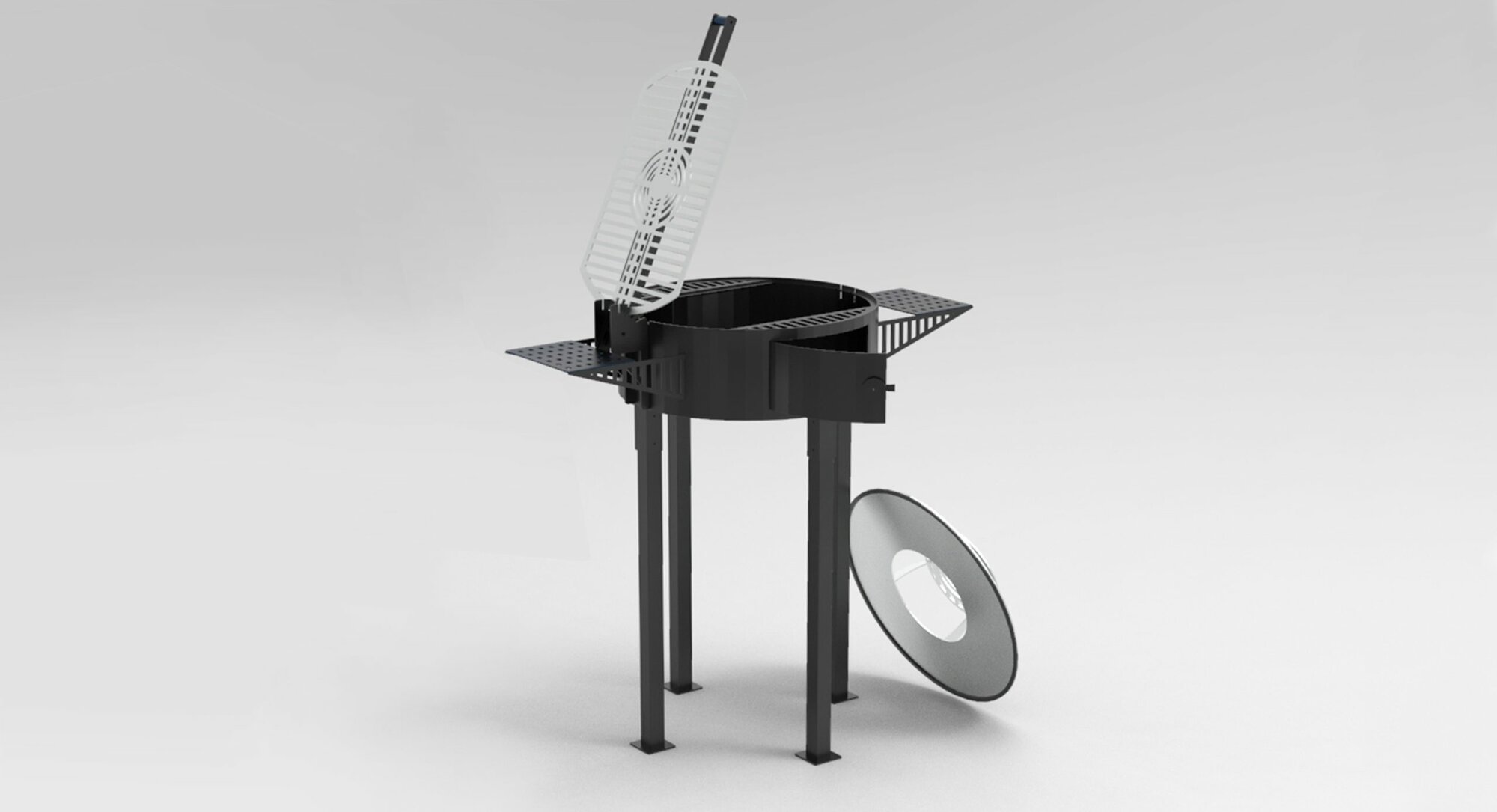 Круглый гриль с вертикальной жаркой и жарочной поверхностью