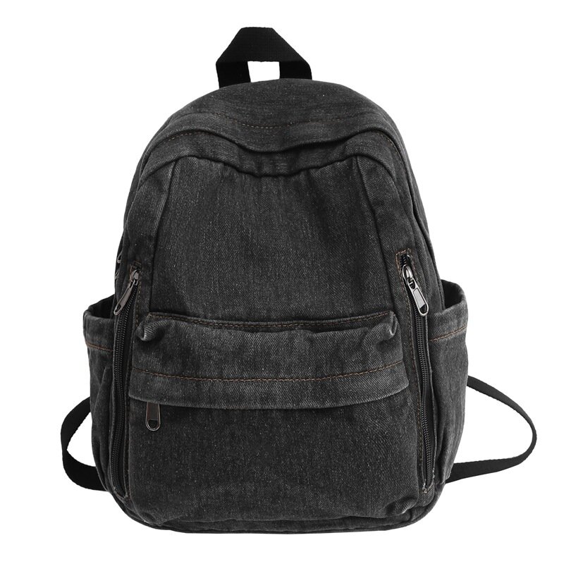 Рюкзак Ruiying, японский, джинсовый, холщовый, для старшеклассниц, черный