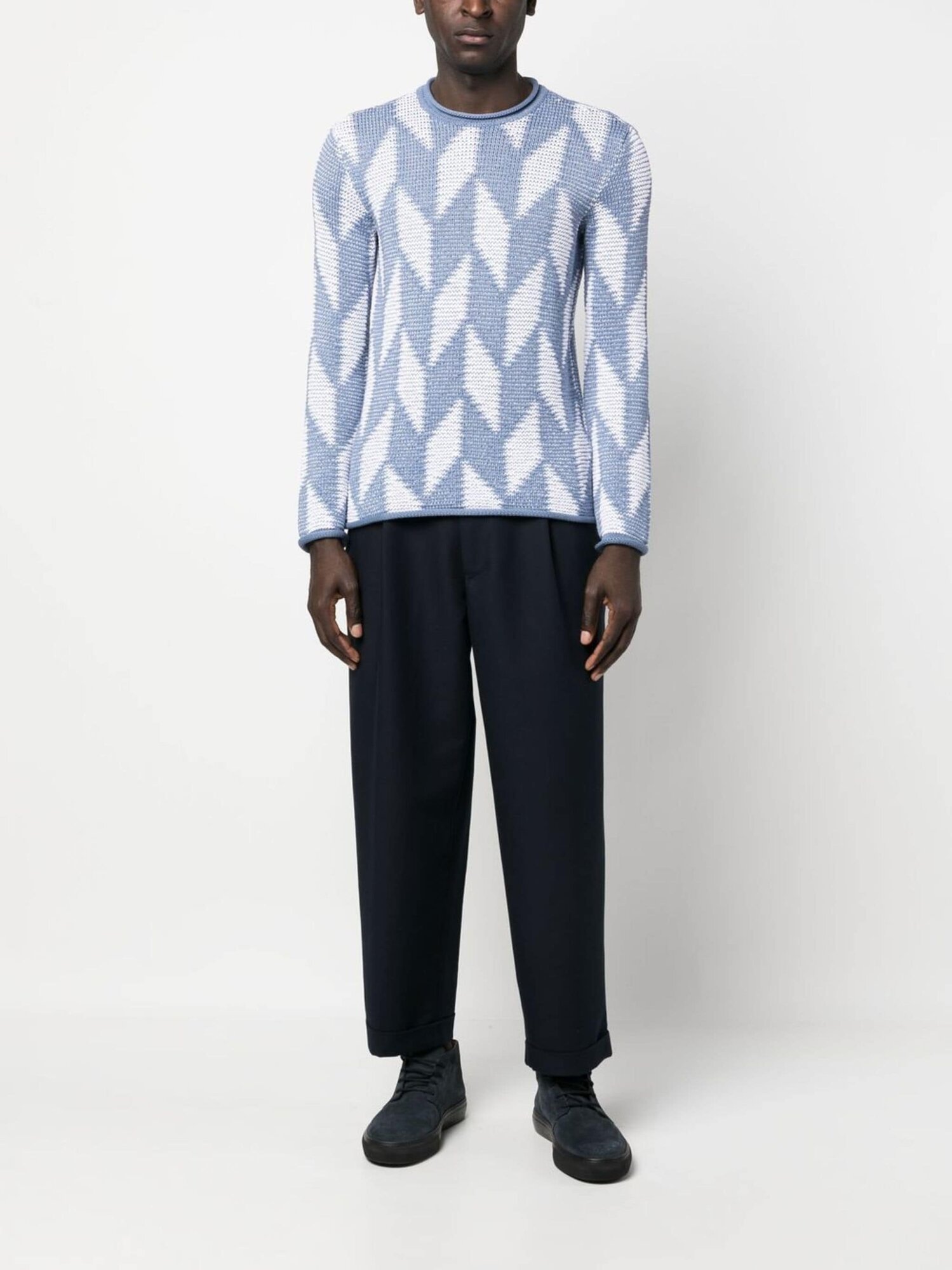 Брюки GIORGIO ARMANI Cropped tailored trousers, размер 56, синий — фото 1