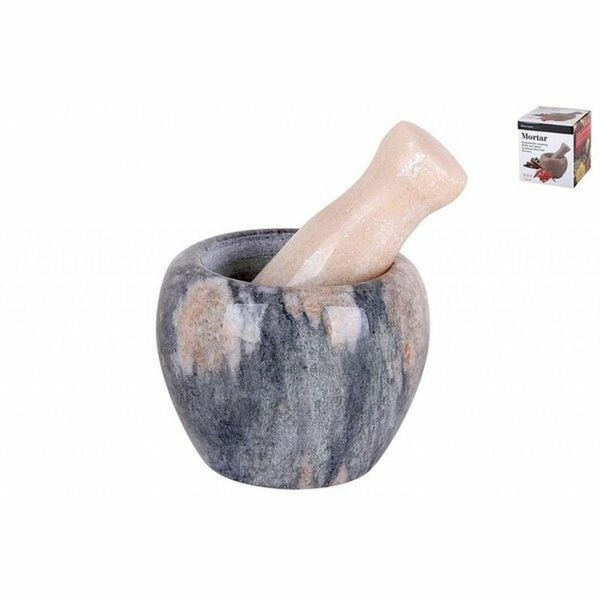 Ступка с пестиком 8*10см (крем) мрамор