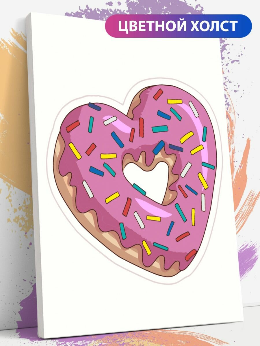 Картина по номерам на холсте с подрамником "Симпсоны. Пончик. Сердечко. Мультфильм", 30х40 см