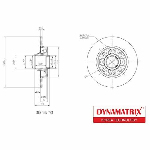 Тормозной диск задний (комплект 2 шт.) Dynamatrix-Korea DBD1696 для Citroen C4 II, DS4; Peugeot 308