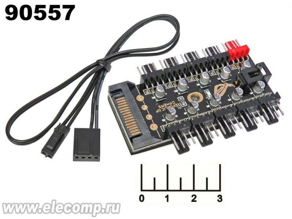 Разветвитель питания вентиляторов SATA power штекер/10 * 4pin/2pin (FAN HUB)