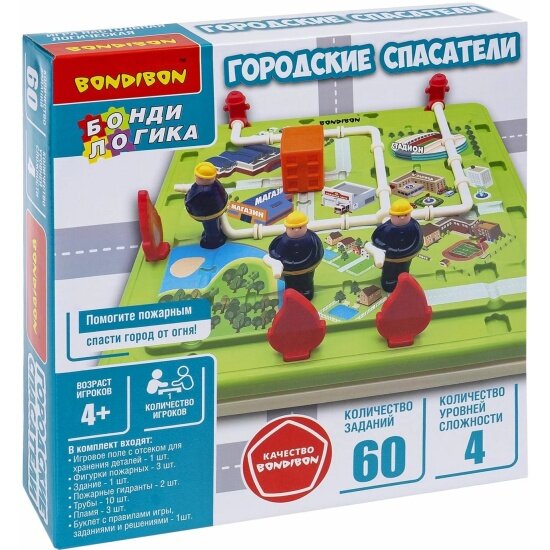 Настольная логическая игра-головоломка Bondibon ВВ6398 БондиЛогика. Городские спасатели