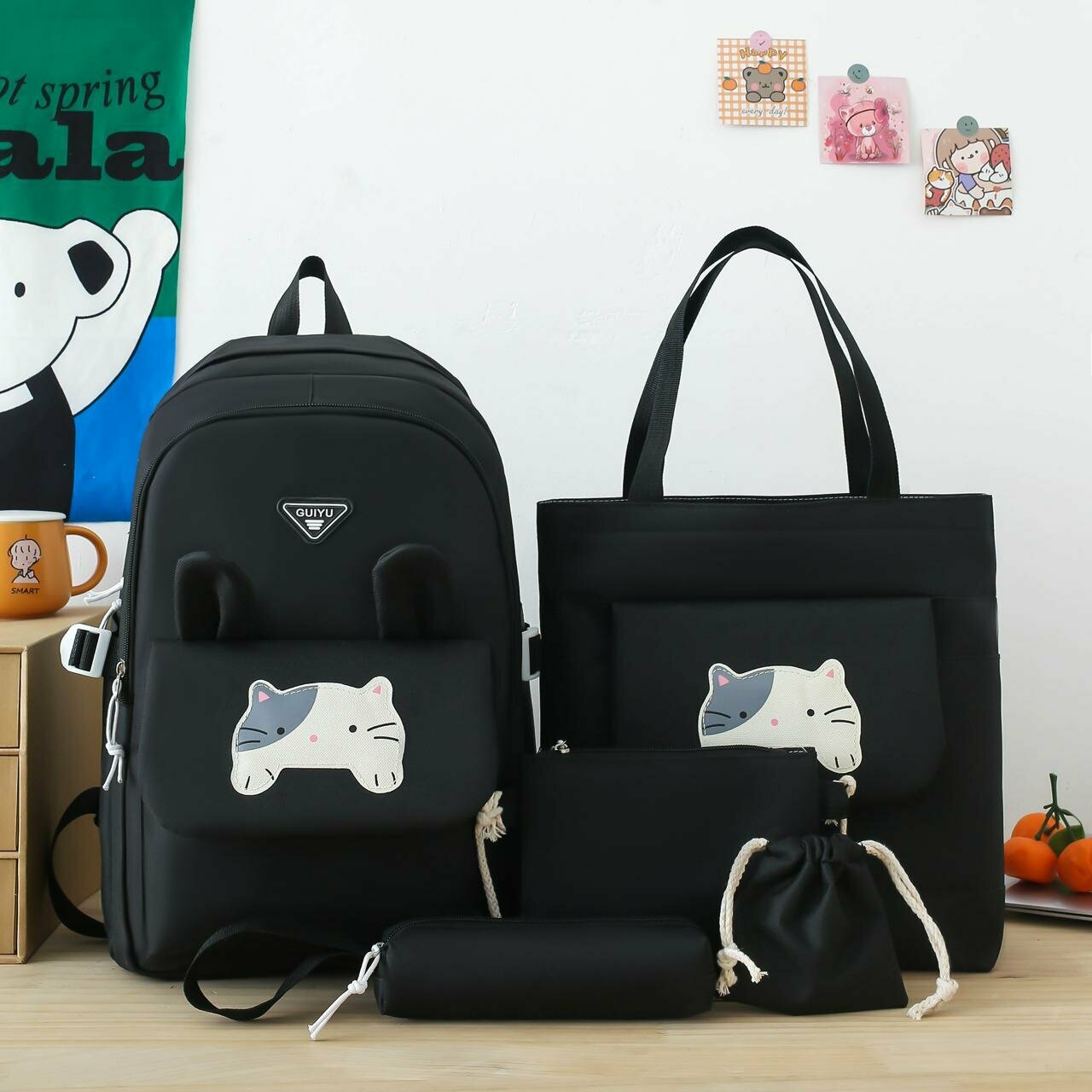 Рюкзак для девочки с комплектом 4 в 1 /Детский пенал, сумки, рюкзак 4 в 1 для подростков девочек и для прогулки школьный кисси3