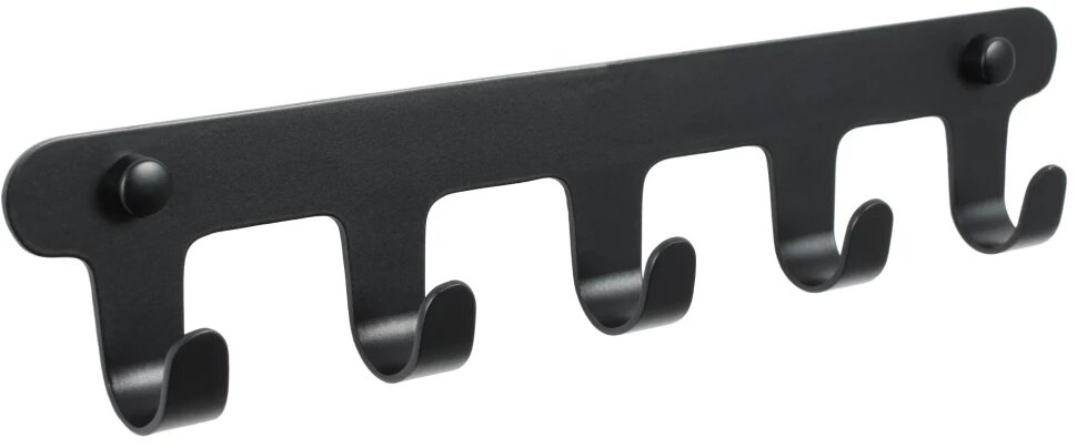 Планка с крючками Fixsen Practica FX-805B-5 для ванны, черный матовый