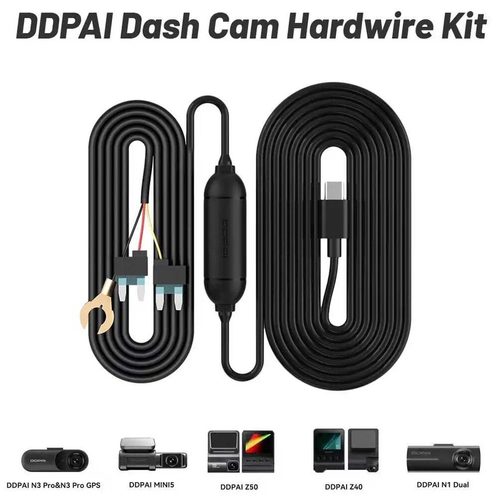 Комплект для прямого подключения DDPAI для видеорегистраторов N3 Pro, Z40, Z50, N1, N5, Z60, Z90, DUAL, с кабелем Type-C и функцией круглосуточного мониторинга парковки