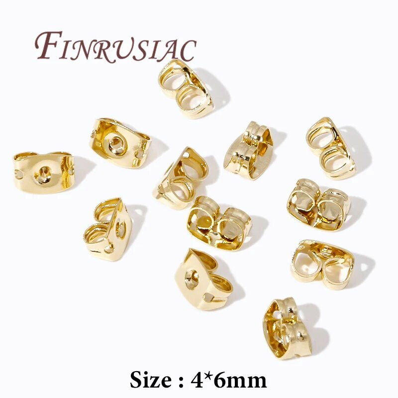 Золотые заглушки для сережек FINRUSIAC, 14K Gold Plated