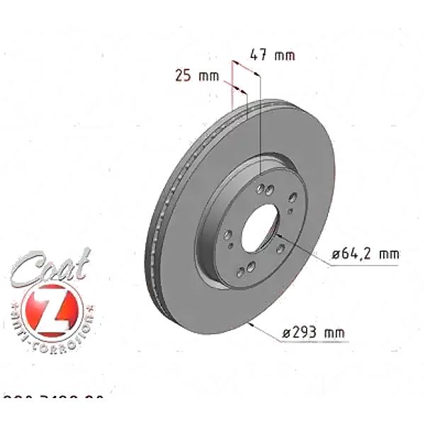 ZIMMERMANN 280.3192.20 диск торм Honda (Хонда) hr-v 15- пер 293x25 (цо 64,2)