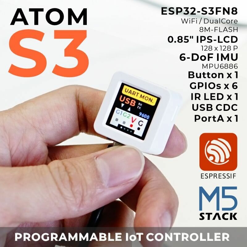 Главный программируемый контроллер M5Stack AtomS3 ESP32-S3 для встроенного приложения интернета вещей