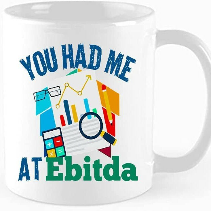 Забавная керамическая кофейная кружка «You Had Me at Ebitda» — подарок для финансистов и бухгалтеров — 350 мл, 8,2 x 9,5 см