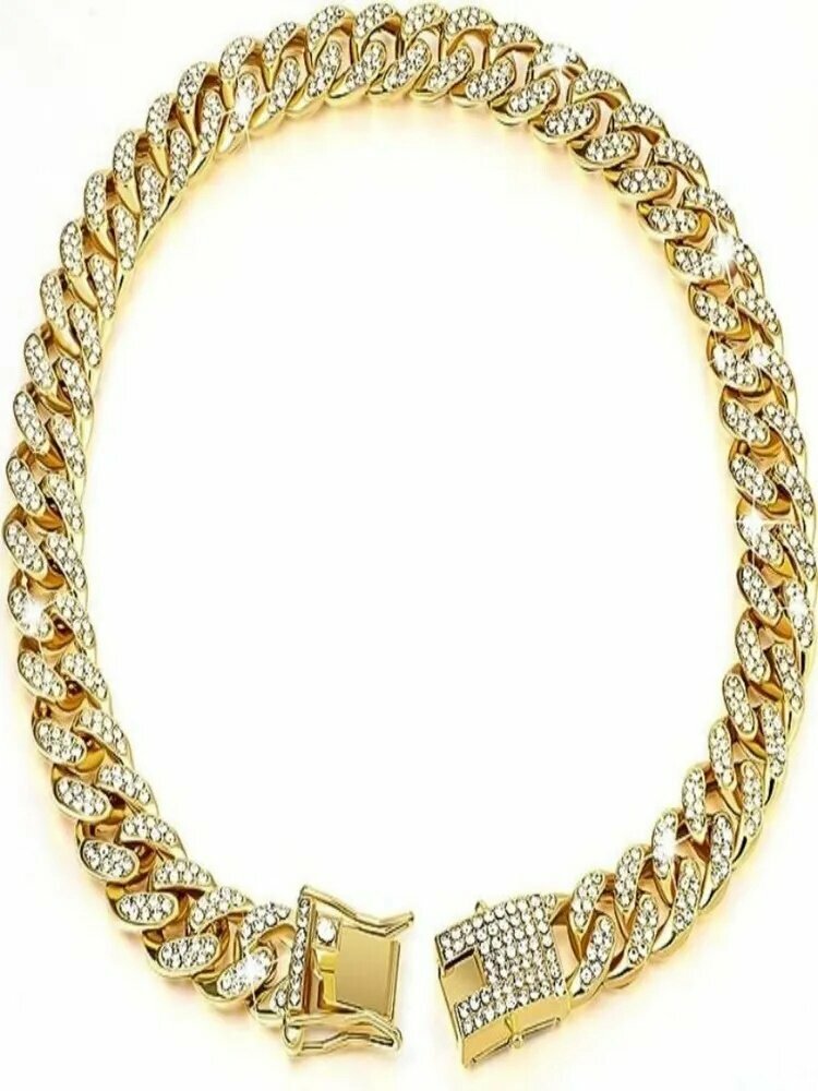 Собачья цепочка с бриллиантовой цепочкой, металлический ошейник-цепочка, аксессуары для домашних животных, подходящие для больших, средних и маленьких собак и кошек, золотой