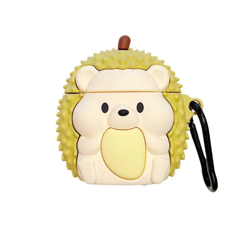 Для AirPods 4 3 2 1 Pro Pro2 Чехол для наушников 3D Медведь Дуриан Мультяшная силиконовая защитная коробка для наушников с подвеской
