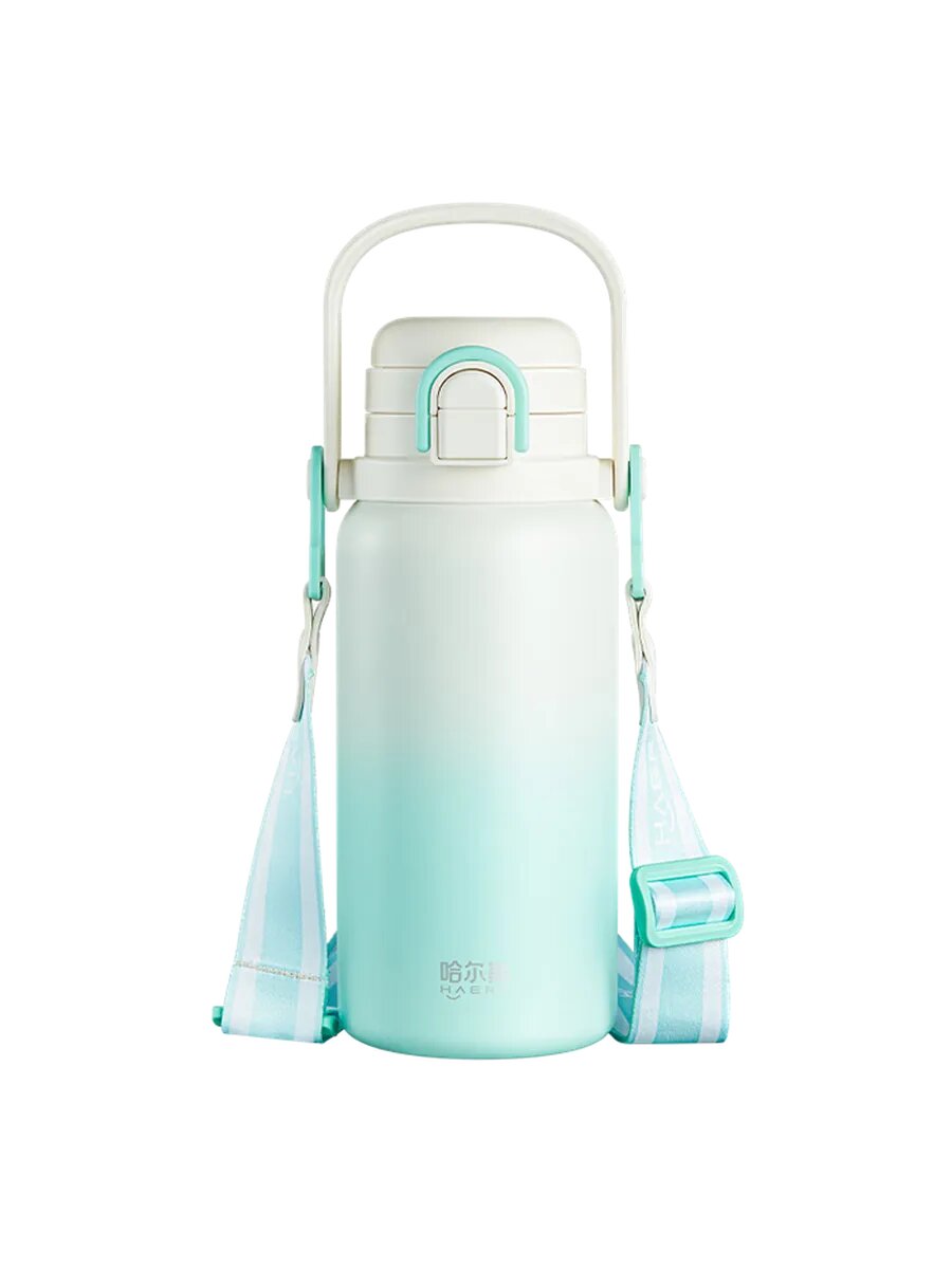 Термос Haers 950мл, двойной питьевой режим, зелёный