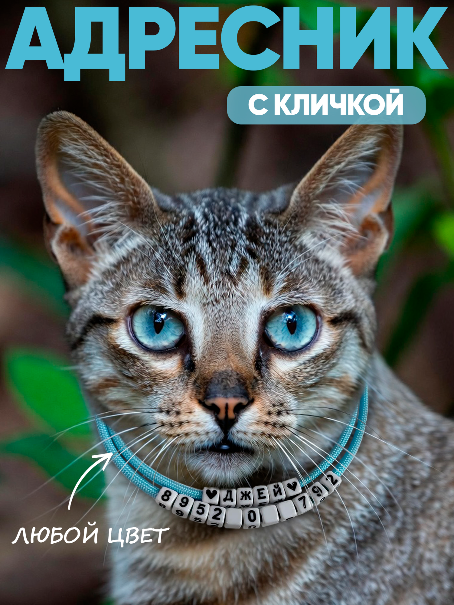 Легкий адресник с кличкой, для кошек и собак, из бусин на шнурке паракорд