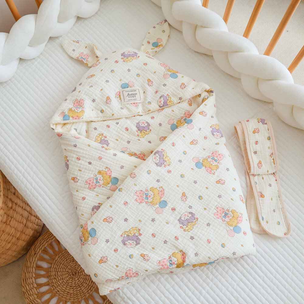 Пеленка для младенцев из чистого хлопка, осень-зима, утолщенная марля, для роддома, пеленка для новорожденных, большое одеяло с ушками кролика от производителя