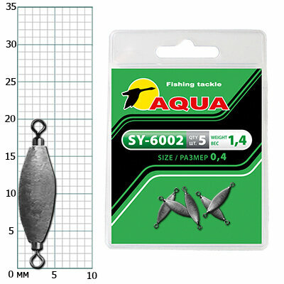 Груз с вертлюгом для рыбалки AQUA SY-6002 0,4 (1,4g) (упк. 5шт.)
