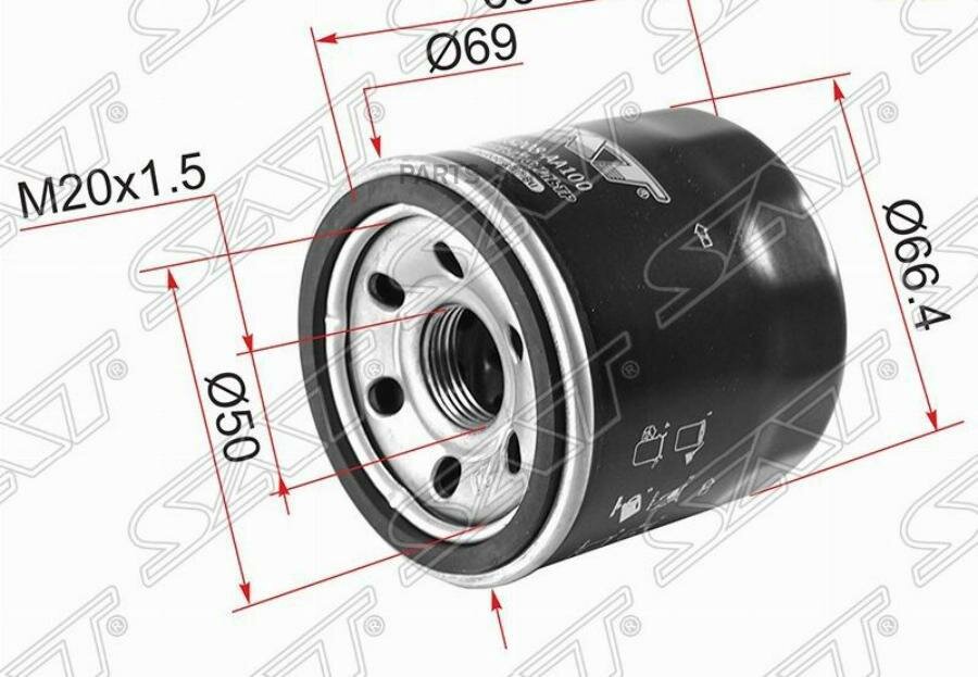 Фильтр масляный Hyundai Solaris 14-17 / Kia Rio 11-15 SAT ST-15208-AA100 | цена за 1 шт