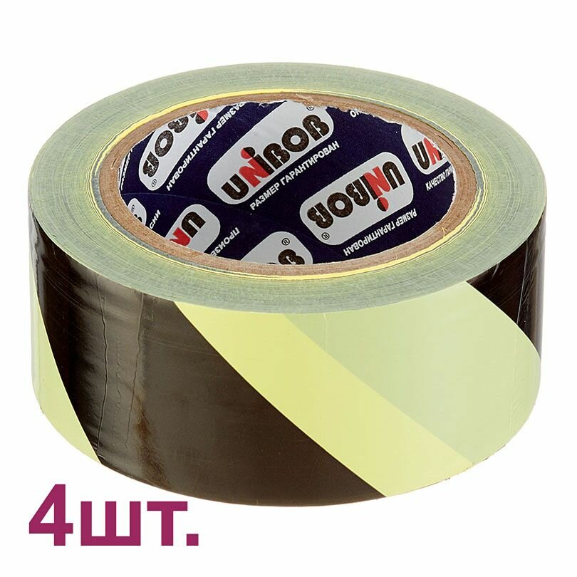 Лента сигнальная Unibob желто-черные полоски 50 мм 150 м (4 шт.)