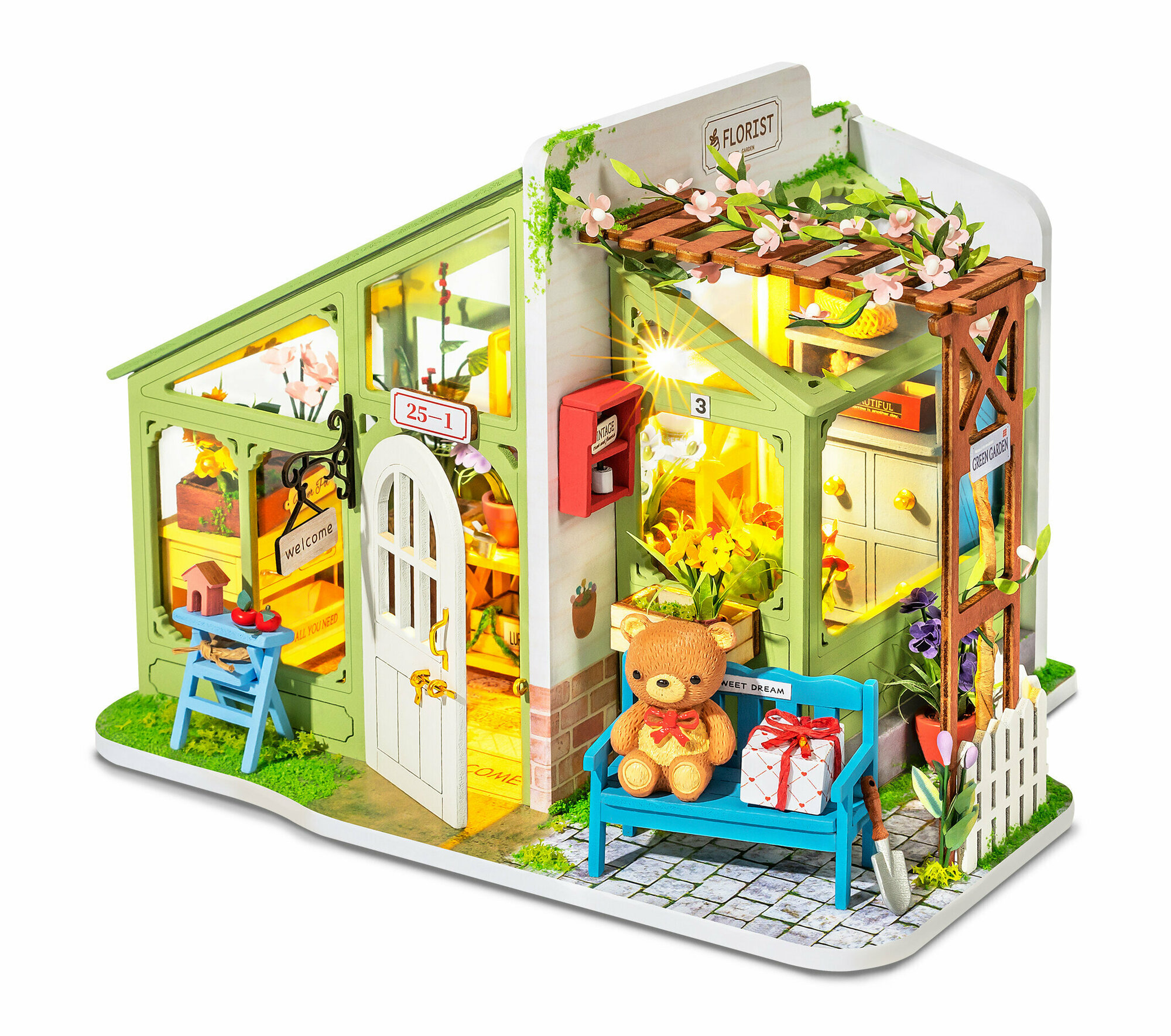 Новогодний румбокс Robotime Цветочный магазин DG154