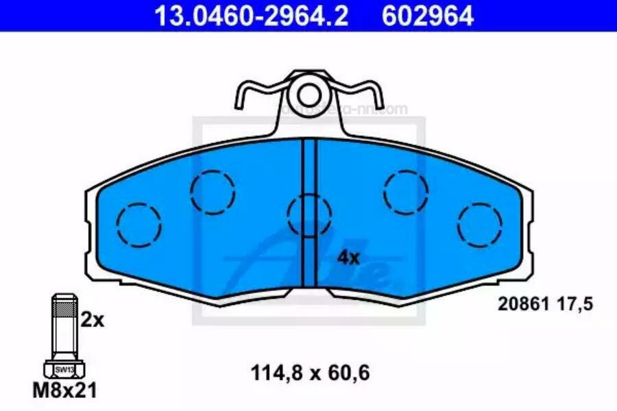 ATE 13046029642 13.0460-2964.2 колодки дисковые передние\ Skoda Felicia 1.3/1.9D 94>, VW Caddy 1.6/1.9D 96-00