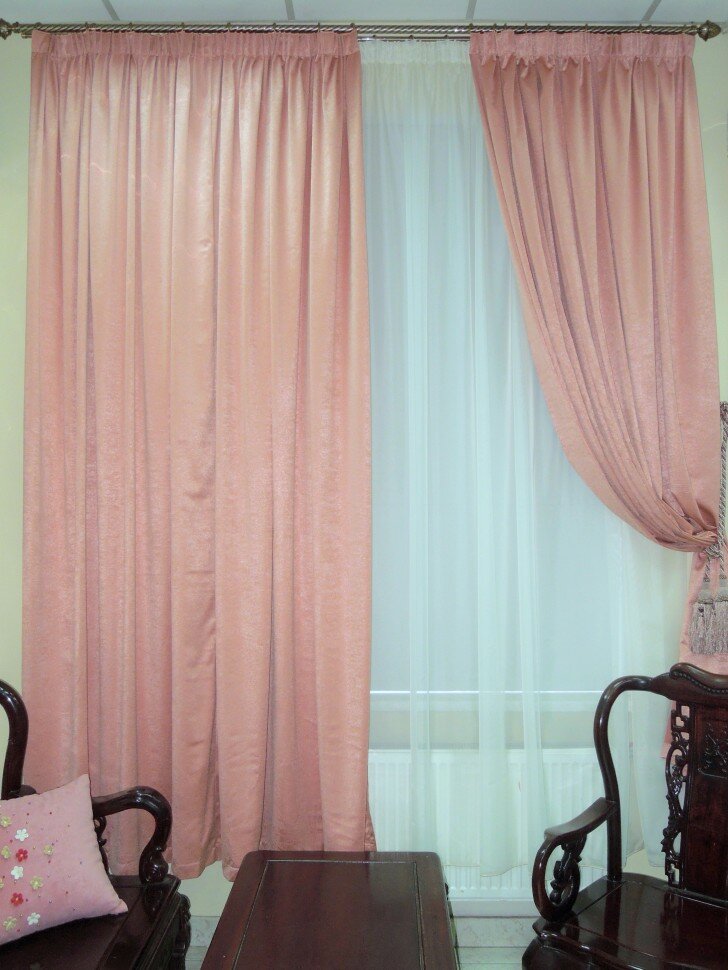 Комплект штор розовый Эстейдж "Бьянка". Портьера на ленте ш.280 х в.270 см - 2 шт.