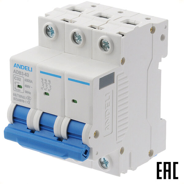 Автоматический выключатель на Din-рейку ADL01-819 ANDELI ADB3-63/3P C32A/3п/ 6кА