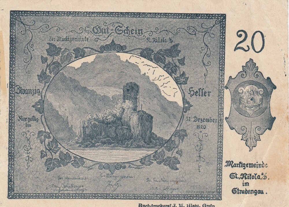 Австрия, Санкт-Никола-ан-дер-Донау 20 геллеров 1914-1920 гг. (№1)