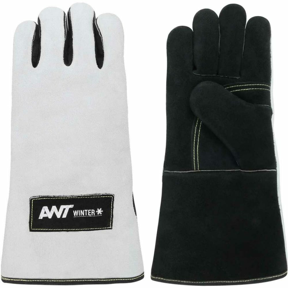 Спилковые краги AWT WINTER с Kevlar нитью, пятипалые, утепленные искусственным мехом, свободный край для сварки зимой