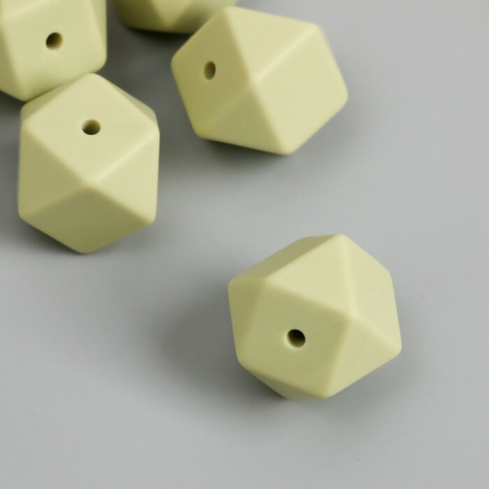 Бусина силикон Многогранник, зелёный жасмин, d=1.7 см, 5 шт.