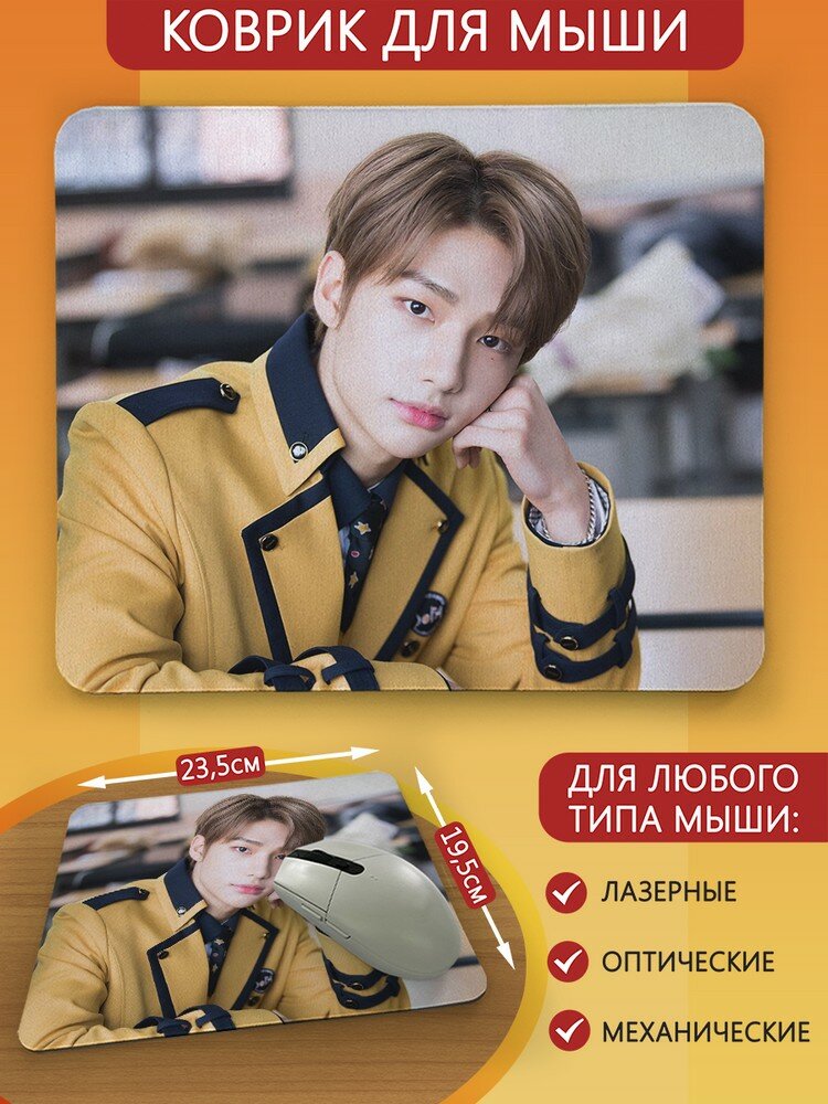 Коврик для мыши с принтом музыка Stray kids (к-поп, k-pop, Бан Чан, Чханбин, Хёнджин, Хан, Феликс, Сынмин, Ай Эн) - 2292