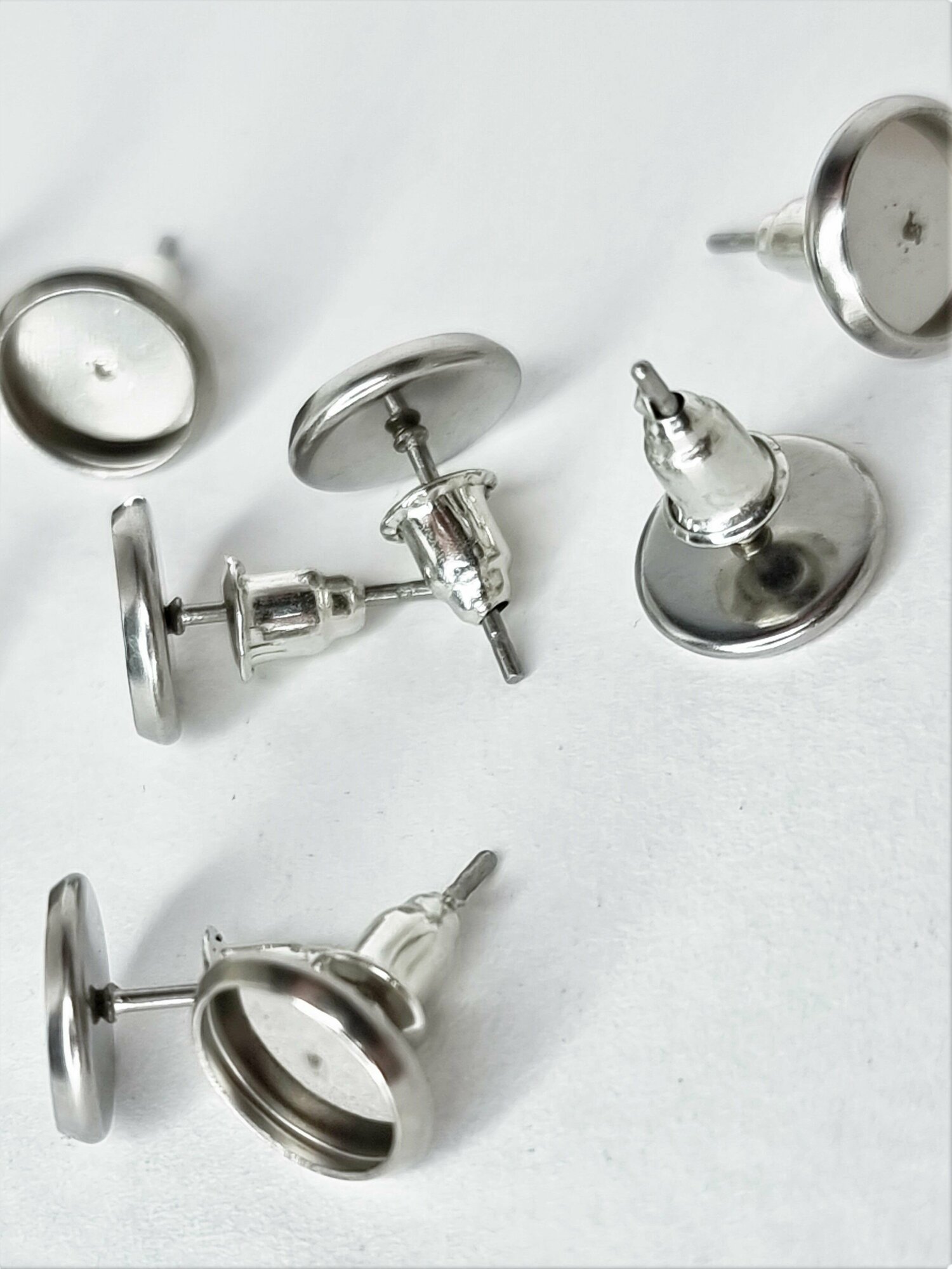 Швензы-Пусеты под вклейку. Внутренний d 8мм. 5 пар. Цвет Родий.