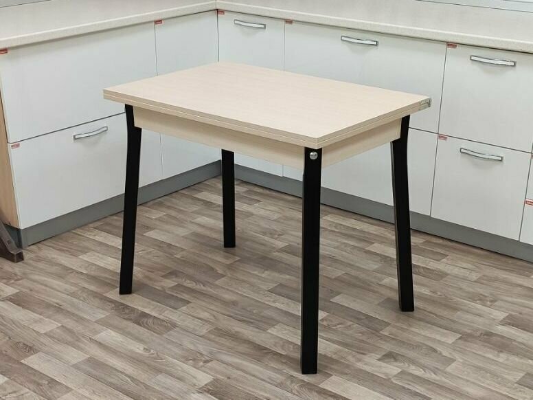 Стол обеденный ломберный книжка дуб молочный лофт опора №2 черная